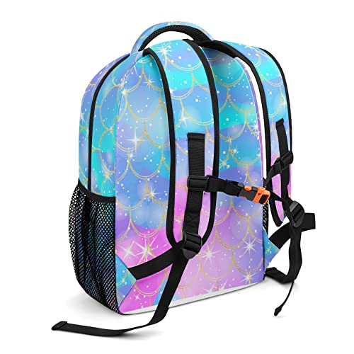 Gymnastic Mermaid Scale Fantasy Personalized School Backpack Bags Kids Backpack for Teen Boys Girls Travel Backpack