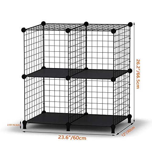 HOMIDEC Wire Cube Storage, Storage Shelves 4 Cube Bookshelf Bookcase Closet Organizer and Storage, Wire Storage Shelves Multi-Use DIY Storage Cube Shelf for Books, Toys, Clothes, Tools