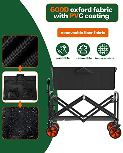 LOGARD Collapsible Folding Wagon,Heavy Duty Utility Beach Wagon Cart,Outdoor Camping Wagon