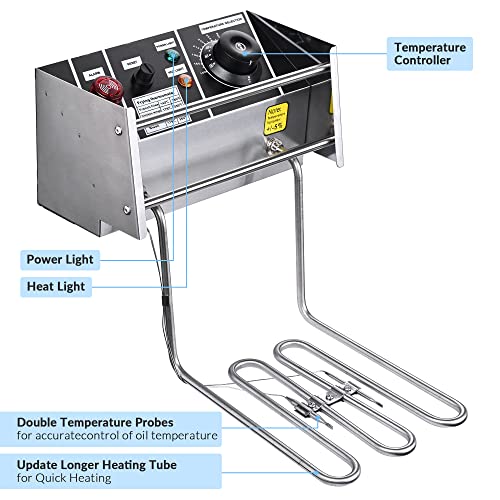 WeChef Large Commercial Deep Fryer 5000W 24L Stainless Steel Electric Countertop Restaurant Equipment Dual Tank Basket