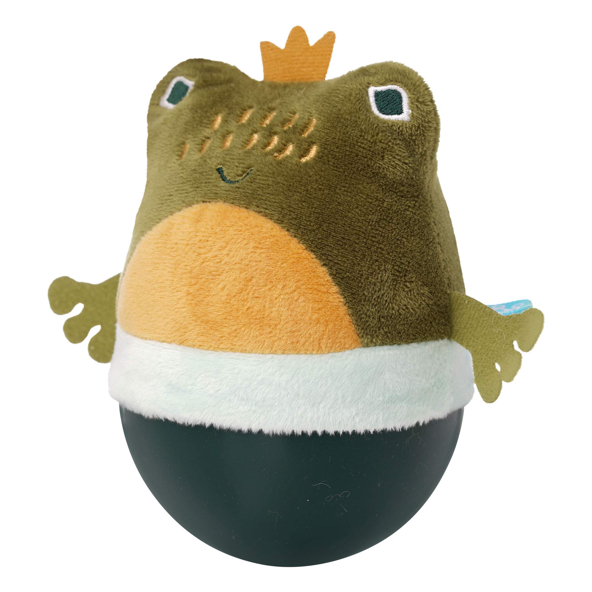 Manhattan Toy Wobbly Bobbly Frog Weighted, Soft Silicone Wobble Ball with Embroidered Plush Baby & Toddler Toy