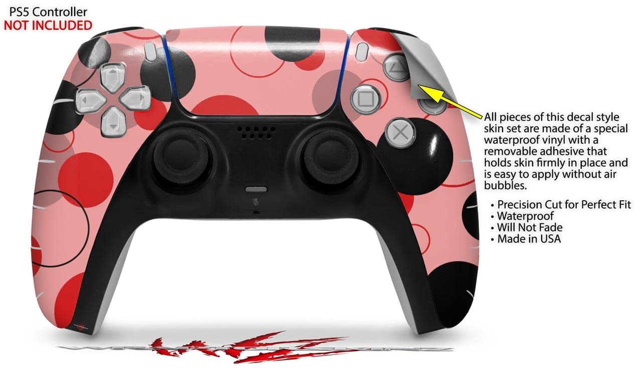 WraptorSkinz Skin Wrap compatible with Sony PS5 DualSense Controller Lots of Dots Red on Pink (CONTROLLER NOT INCLUDED)