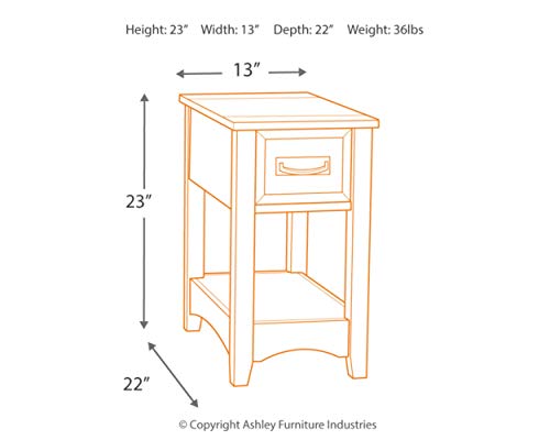 Signature Design by Ashley Breegin New Traditional Wooden Chair Side End Table with 1 Drawer and 1 Fixed Shelf, Brown