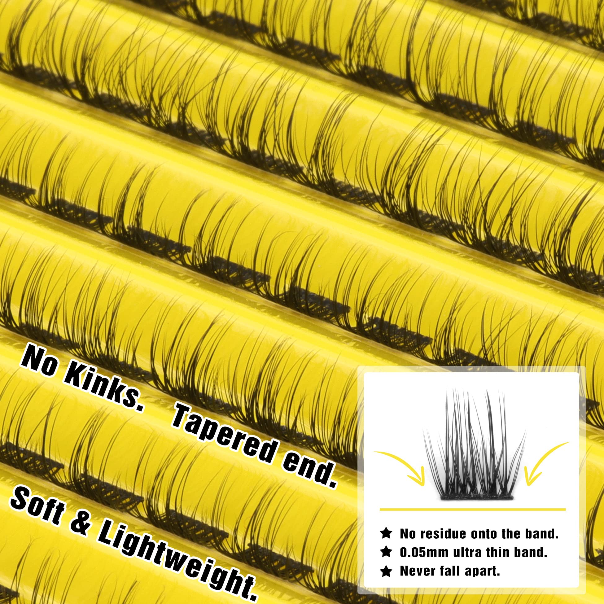 Cluster Lashes 120 Pcs Mixed Lengths DIY Eyelashes D Curl Ultra Thin Band Individual Lash Extension Natural Wispy Eyelash Clusters (11B,10MM-16MM)