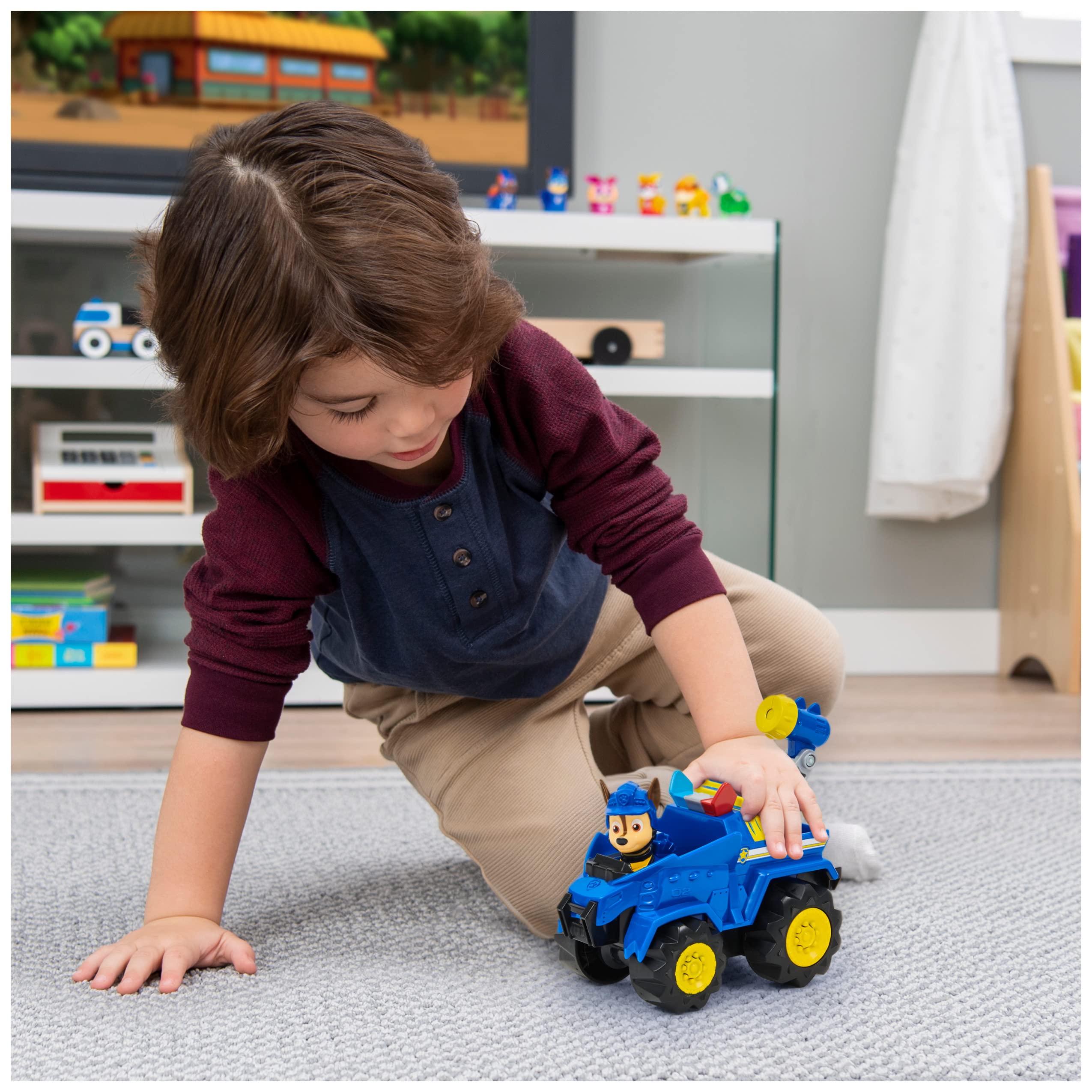 Paw Patrol, Dino Rescue Chase’s Deluxe Rev Up Vehicle with Mystery Dinosaur Figure