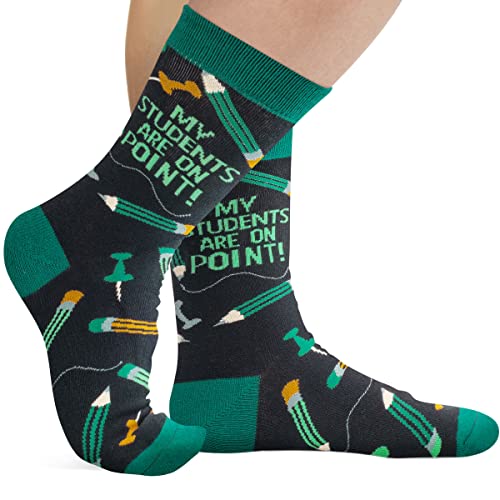 Funny Nerd Socks - Gift For Teachers, Students, Book Lovers, Math, Science Geeks (My Students Are On Point)