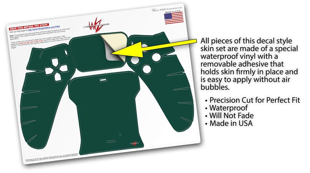 WraptorSkinz Skin Wrap compatible with Sony PS5 DualSense Controller Solids Collection Hunter Green (CONTROLLER NOT INCLUDED)