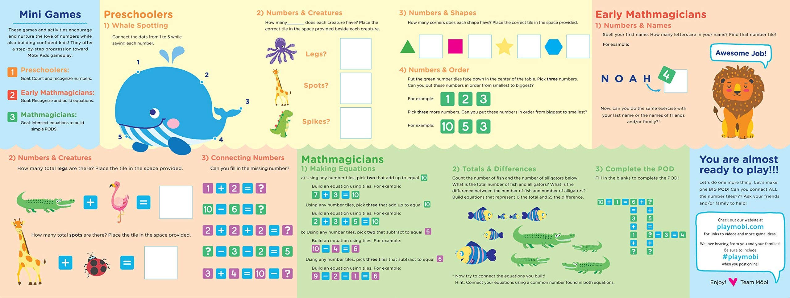 MOBI Kids Fun Math Games for Kids 4-8 - Addition & Subtraction Math Tile Card Games - Educational Math Game in a Classic Crossword Grid - Kids Game Using Numerical and Math Function Tiles