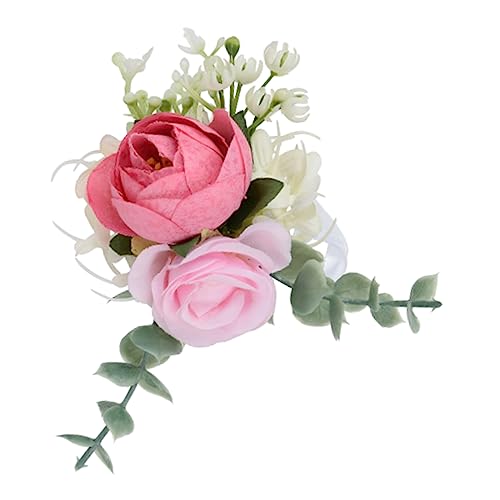 MOTUZP Rose Wrist Flower, Rose Wrist Corsage Wristlet Band Bracelet Prom Flower Wrist Corsages for Wedding(#2)