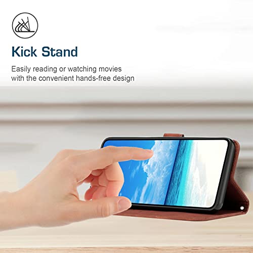 Kainevy for Infinix Hot 12 Pro Case Wallet Black with Lanyard Durable Leather Case for Infinix Hot 12 Pro Phone Case with Card Holder Buckle Flip Design Protective Cover for Womem Men (Brown)