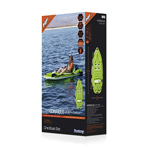Bestway Hydro-Force Koracle Inflatable Kayak Set, Includes Double-Sided Paddle, Built-In Oar Clasps, Fishing Rod Holders, & Storage Compartments, Convenient & Portable Kayak w/Hand Pump, Model: 65097E