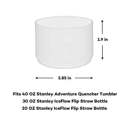 Silicone Boot for Stanley 40 oz Quencher Adventure Tumbler and IceFlow Flip 30 oz 20 oz, Stanley Cup Accessories Protector Sleeve Bottom Cover Bumper for Stanley 40 oz with Handle (White)