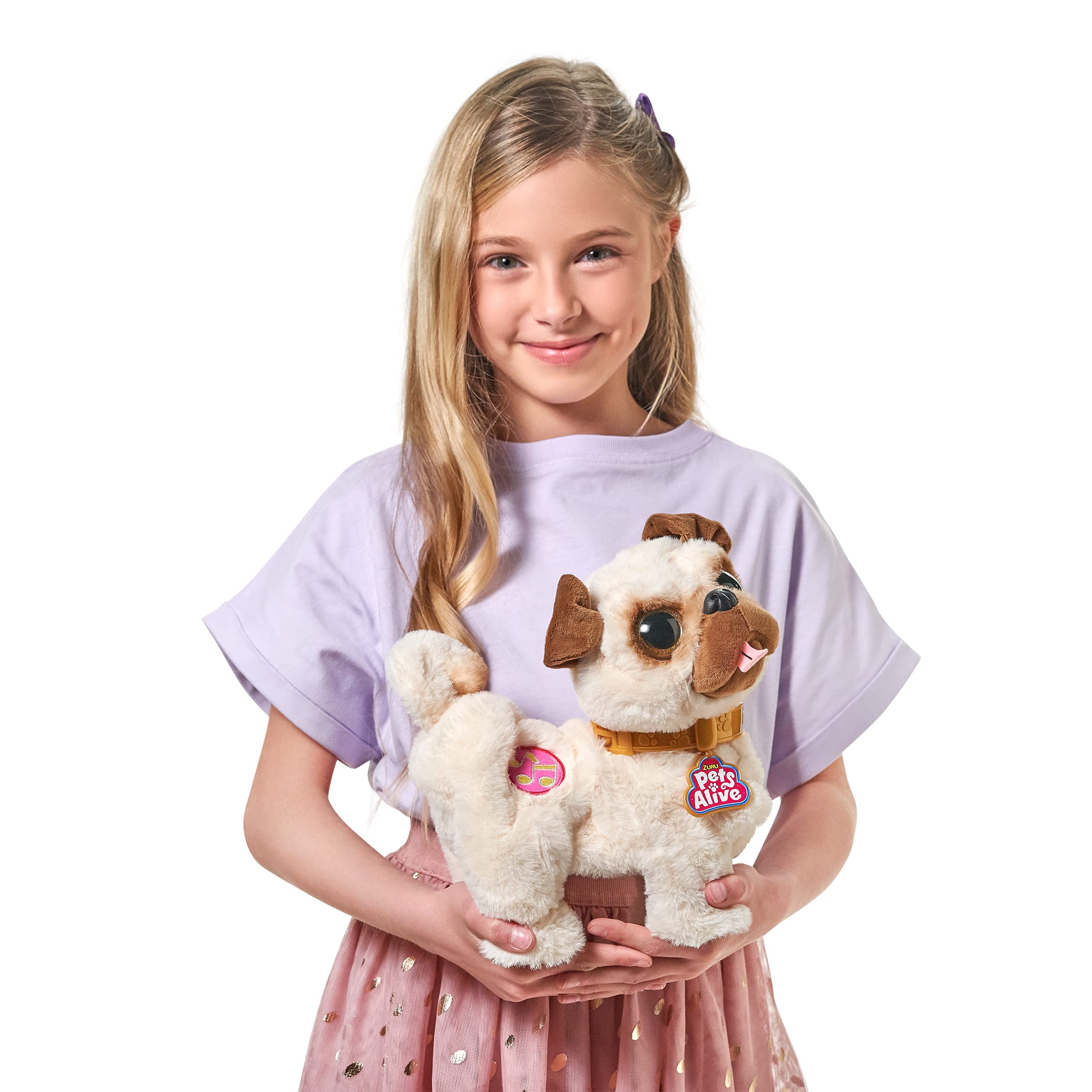 Pets Alive Poppy The Booty Shakin’ Pug – Interactive Dancing Plush Puppy by ZURU Robotic Realistic Soft Dog Stuffed Animal Toy for Kids, Girls