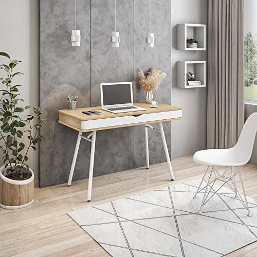 Techni Mobili Modern Multi Computer Desk with Storage, 30" x 21.7" x 45.3", Pine