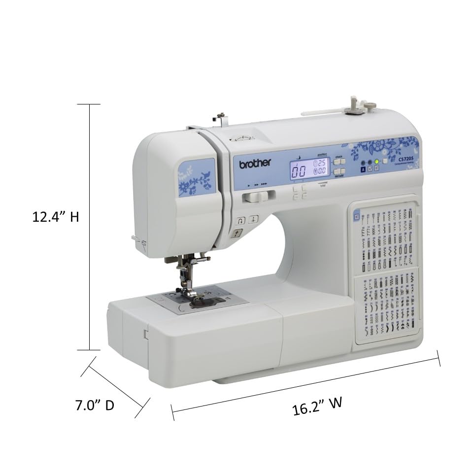 Brother CS7205 Computerized Sewing Machine with Wide Table, 150 Built-in Sewing Stitches, 1 Font, Wide Table, 11 Sewing Feet