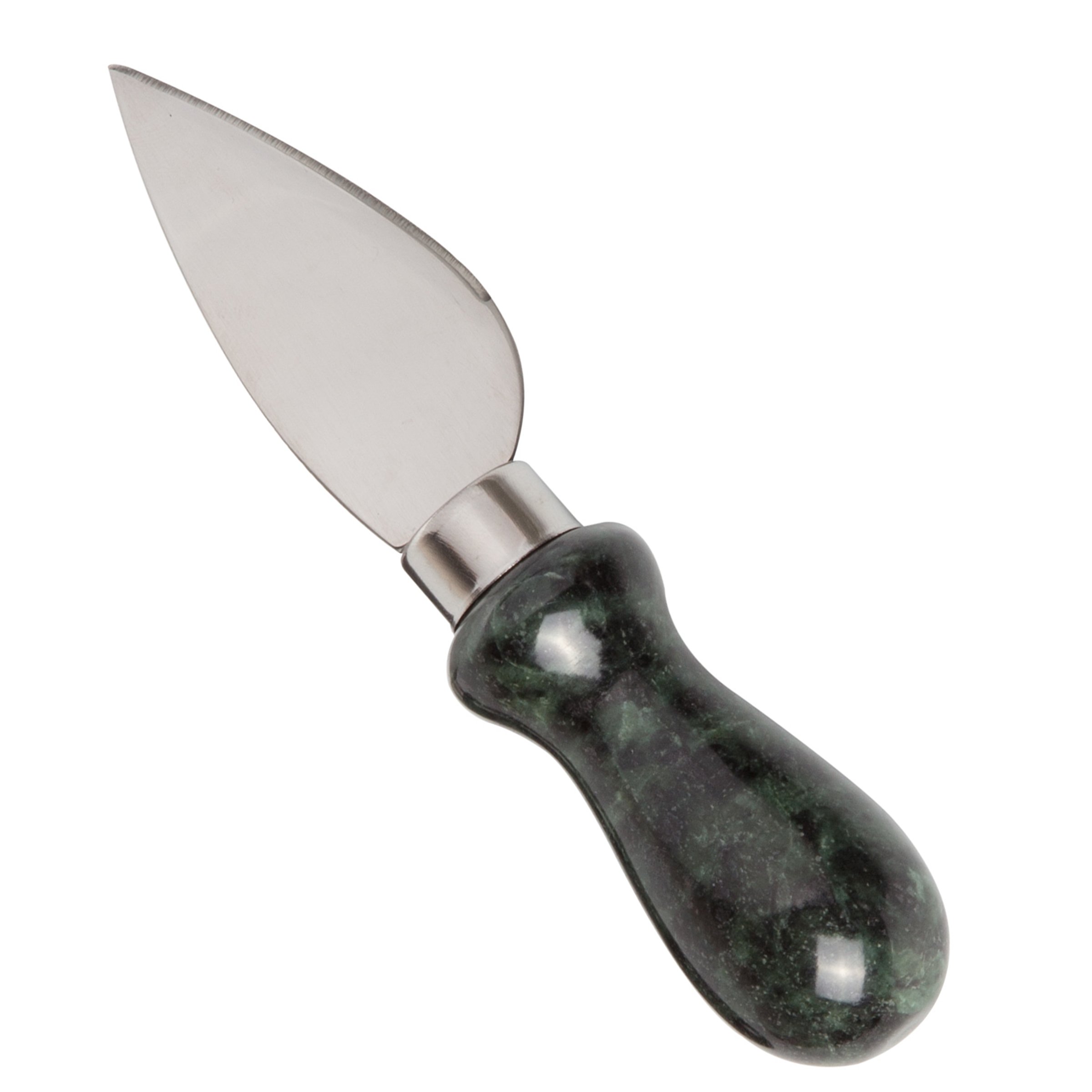 Creative Home Natural Green Marble Handle Set of 4 Pieces Multipurpose Cheese Knife Cutter Spreader Set includes Pronged Knife Hard Cheese Knife and Chisel Knife, 2" x 5.3" L, Green