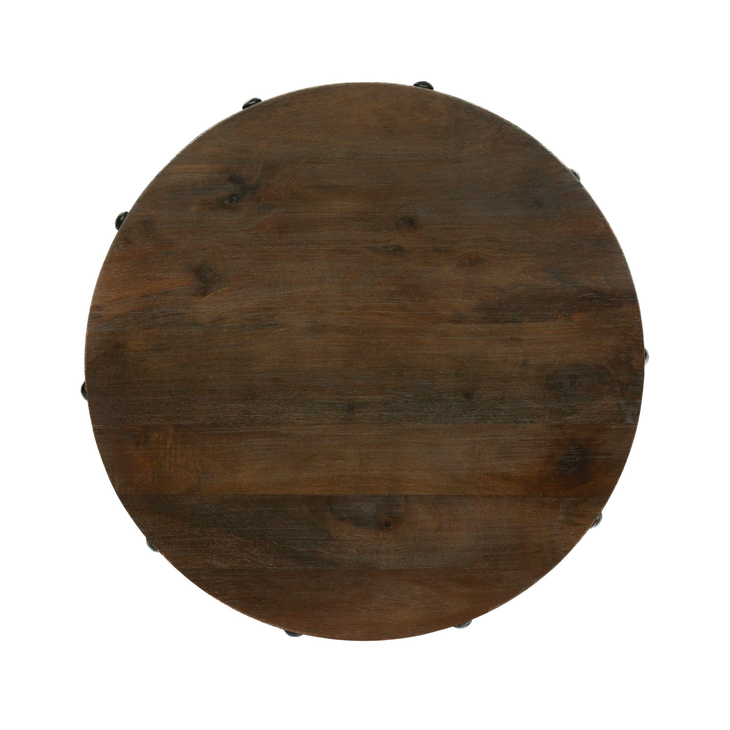 Christopher Knight Home Rivet Side Table, Anitique Gunmetal + Brown Wash