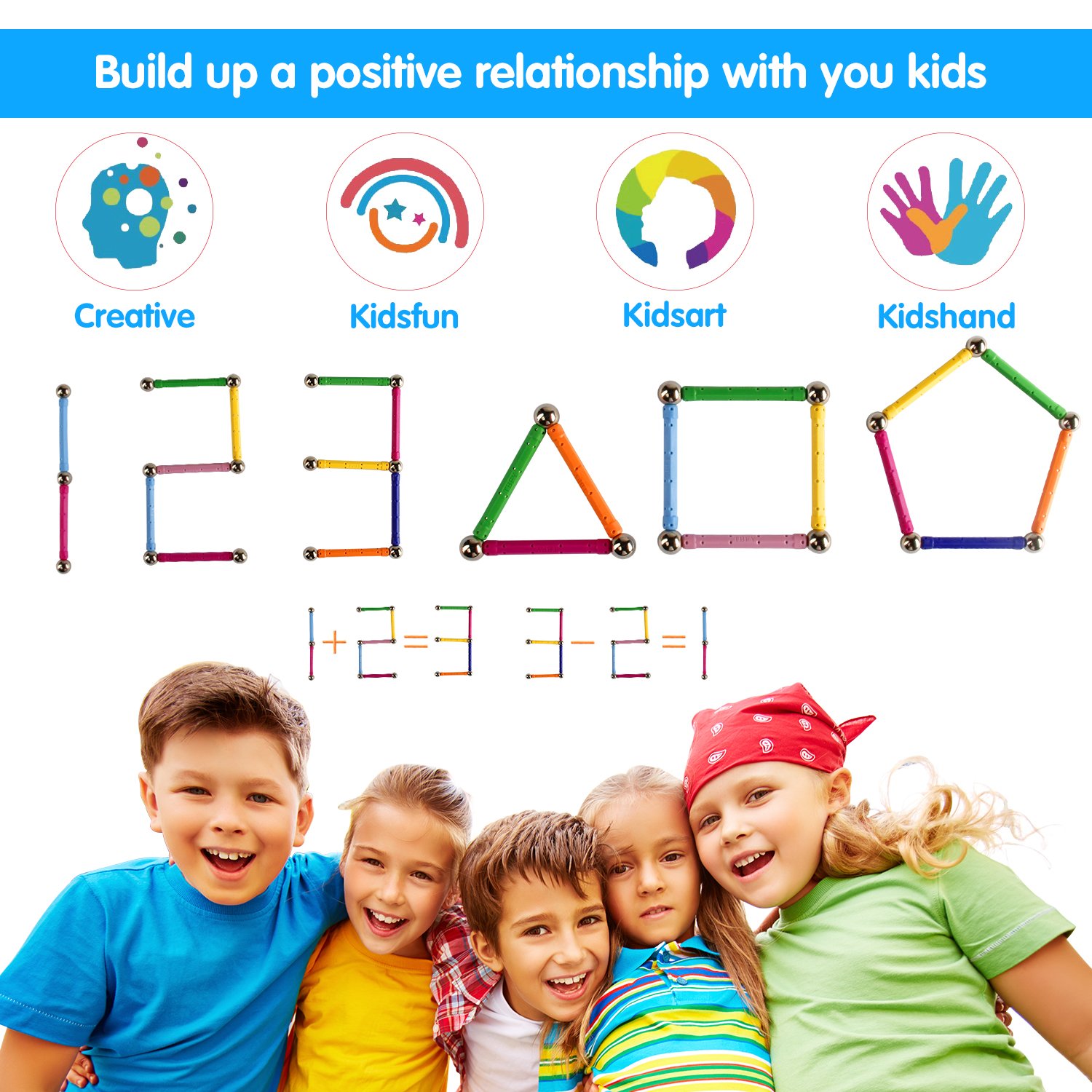 MONILON 160 Pcs Magnet Building Sticks Kids Toys, Lengthen Magnetic Construction Building Blocks Set 3D Brain Training Learning Educational DIY STEM Toys