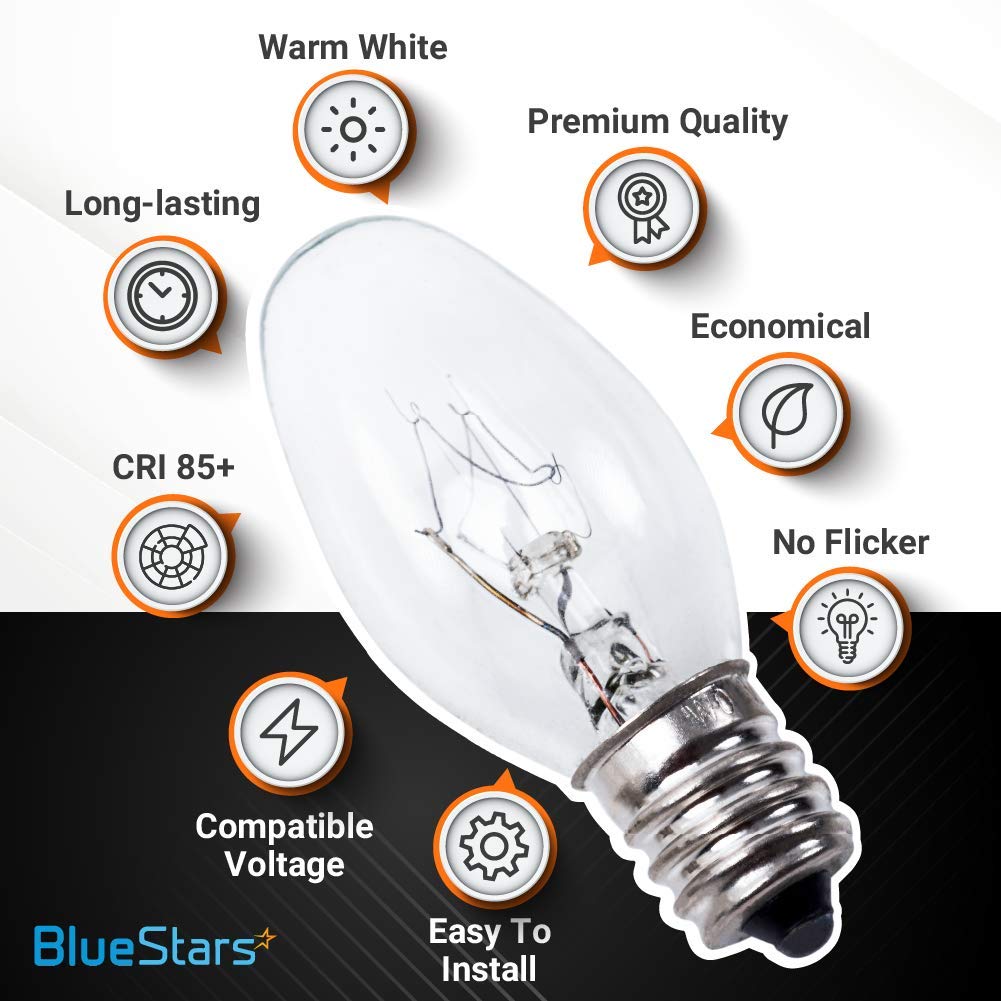 BlueStars Ultra Durable 22002263 10W 120V Light Bulb Replacement – Exact Fit for Whirlpool Kenmore KitchenAid Brands – Replaces WP22002263 3406124 4344740 PS11739347 AP6006279 - PACK of 2