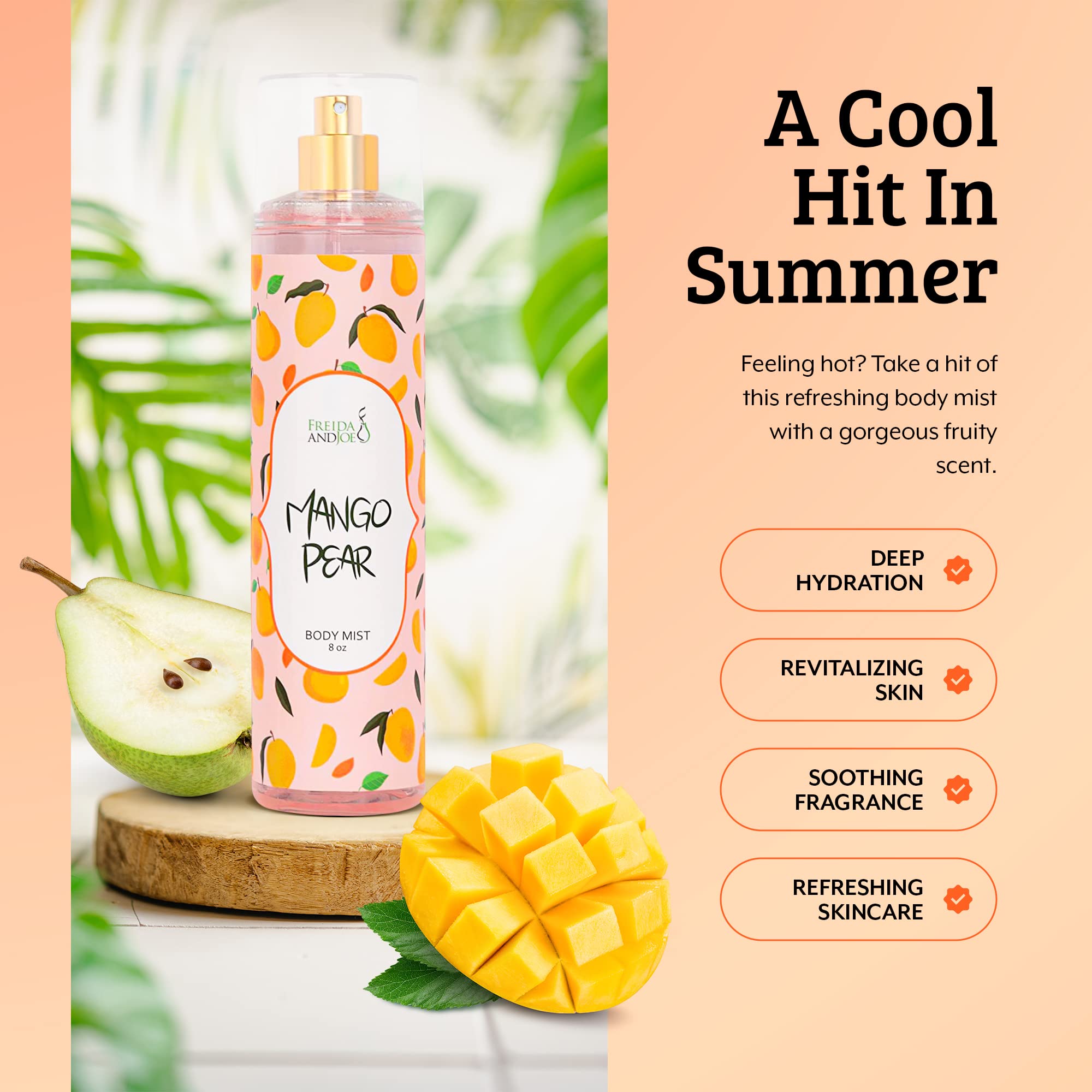 Exquisite Body Spray Mango Pear Scent: Luxury Women's Perfume Fragrance Body Mist Spray - Ideal for Special Occasions - 8 oz Fine Mist Spray Bottle