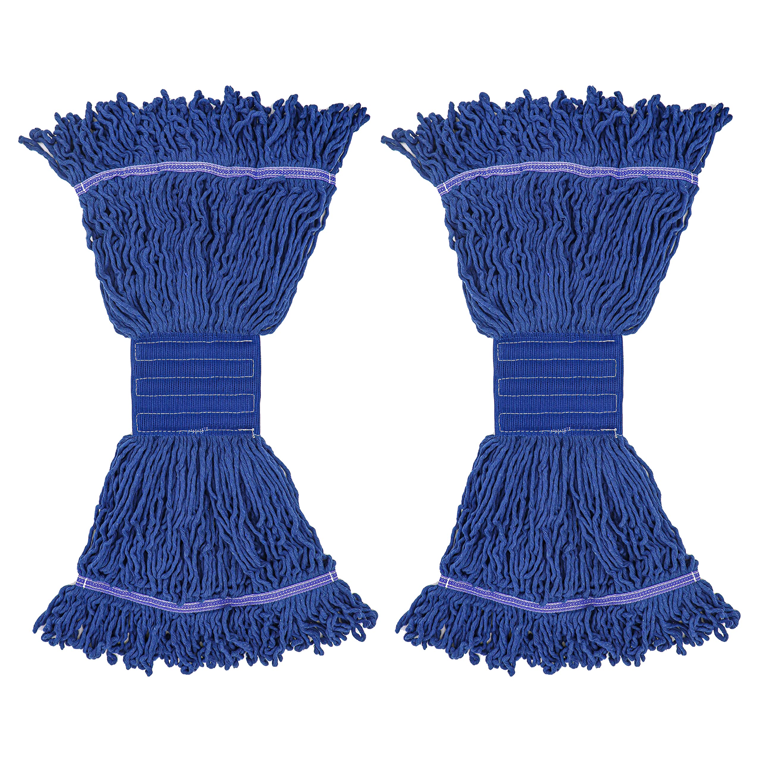 Commercial String Mop Head Refill, Looped End Heavy Duty Cotton Blend Industrial Grade Floor Wet Mop Replacement, 6 Inch Headband (2)
