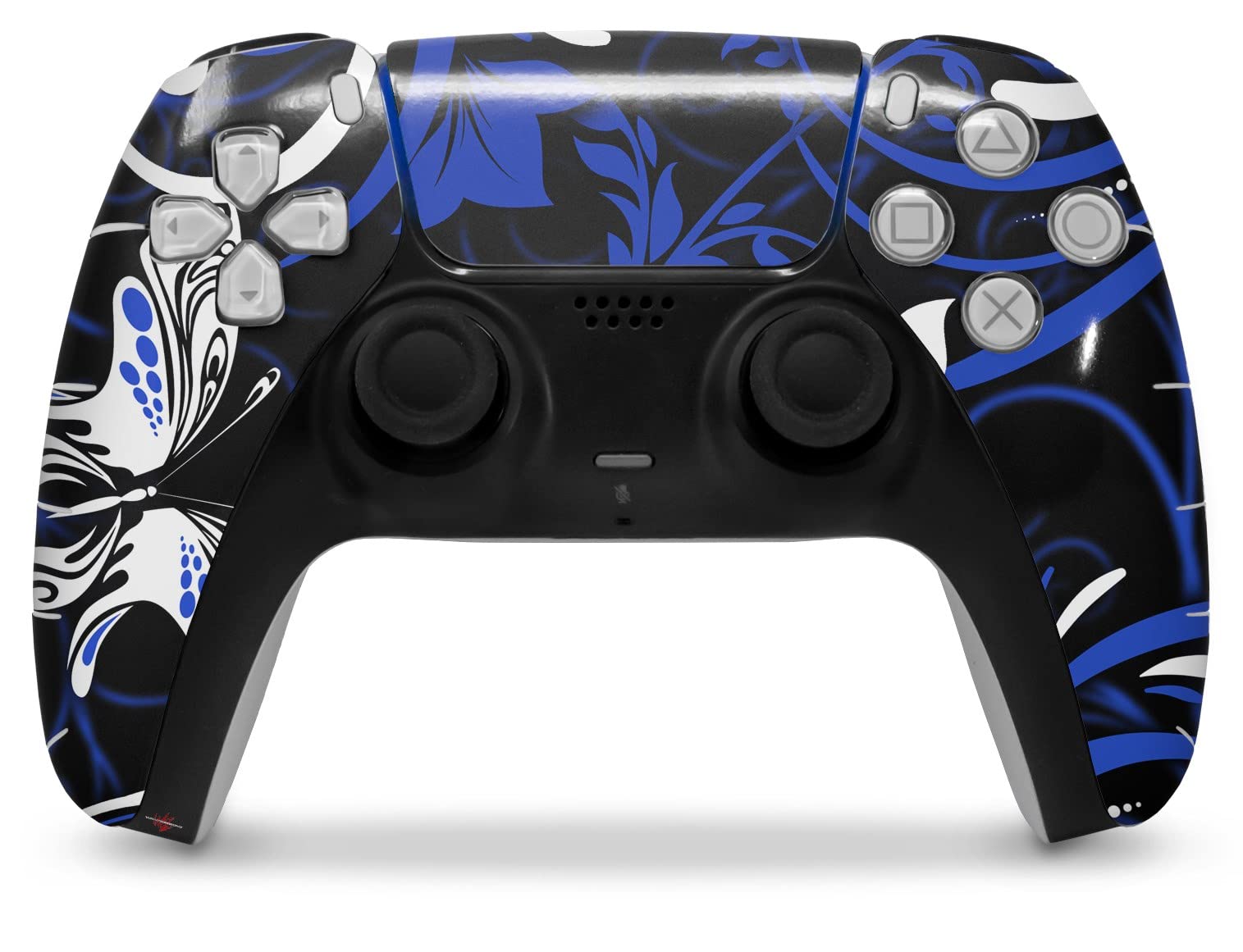 WraptorSkinz Skin Wrap compatible with Sony PS5 DualSense Controller Twisted Garden Blue and White (CONTROLLER NOT INCLUDED)