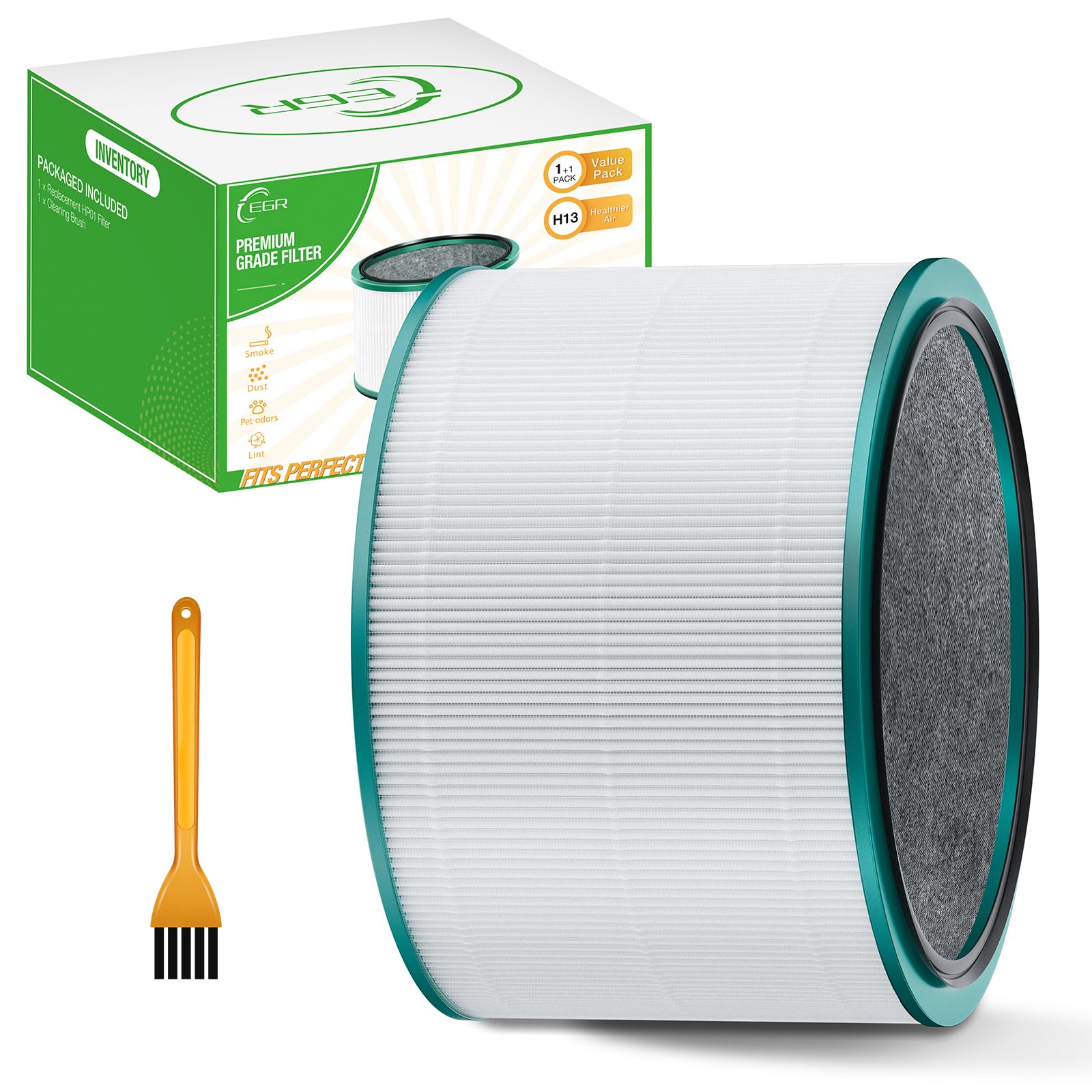 EGR HP01 HP02 Filter Replacement Compatible with Dyson Pure Cool Link DP01, DP02 and Dyson Pure Hot + Cool Link HP01, HP02, 3-in-1 H13 True HEPA Filter (1 PACK)