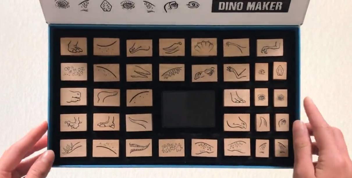 The Purple Cow - Stamper - Dino Maker Stamp Kit for Kids. Paint Stamper for Arts and Crafts. Develop Creativity with 35 Stamps and an Ink pad, for Girls and Boys Ages 6 to 16.