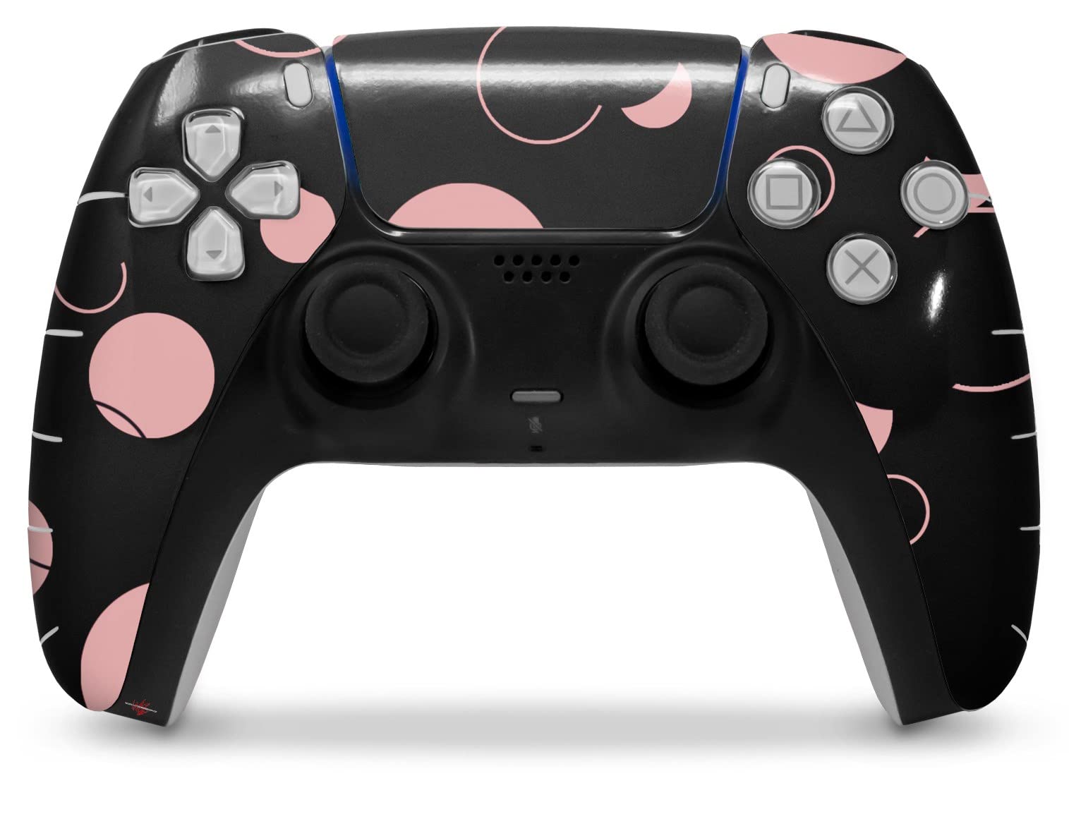 WraptorSkinz Skin Wrap compatible with Sony PS5 DualSense Controller Lots of Dots Pink on Black (CONTROLLER NOT INCLUDED)