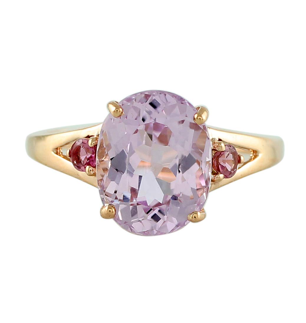Carillon Kunzite Oval Shape 9X11MM Natural Earth Mined Gemstone 10K Rose Gold Ring Unique Jewelry for Women & Men