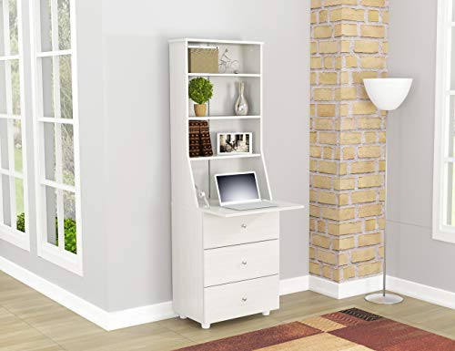 Inval Computer Credenza Work Center, Washed Oak