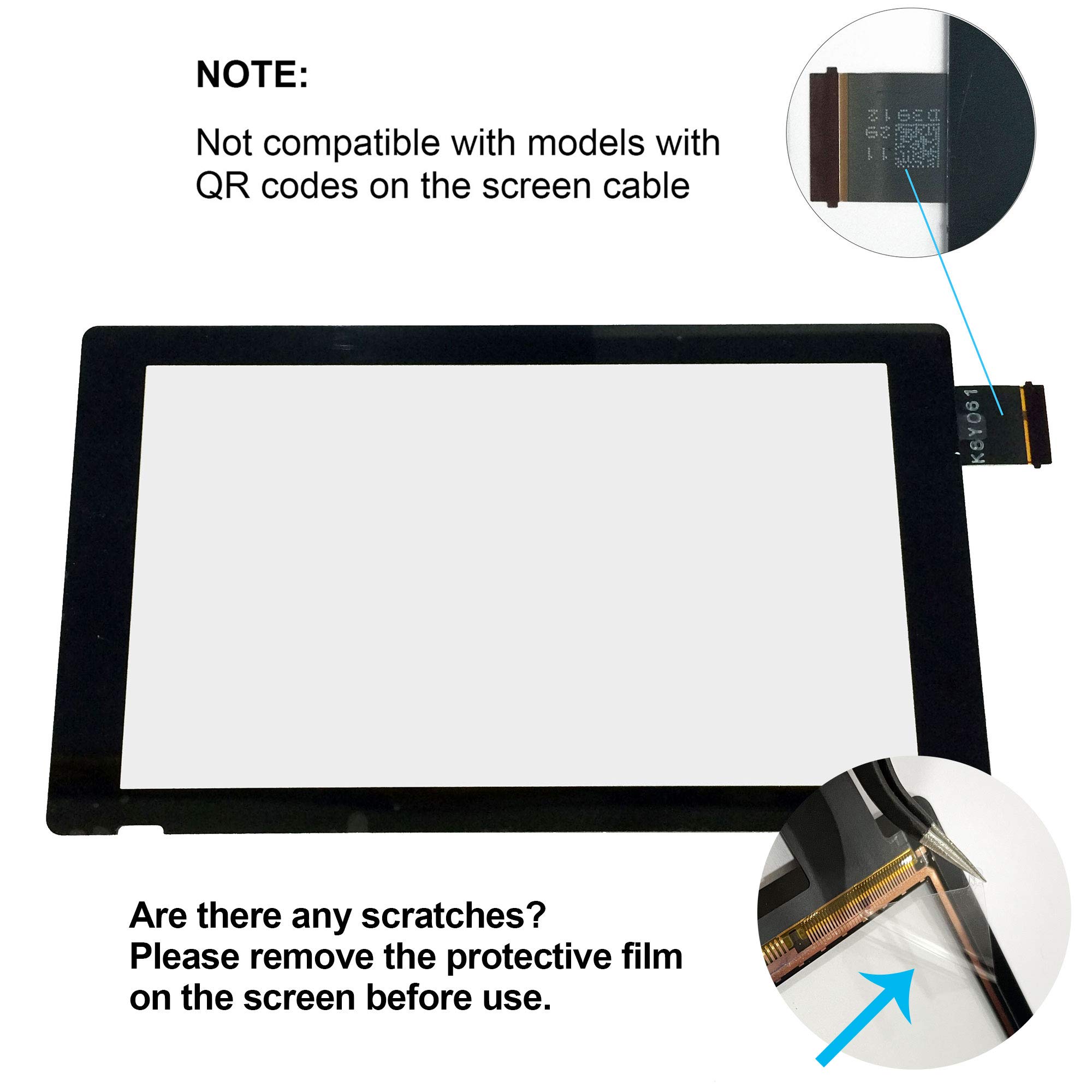 BRHE Touch Screen Digitizer Glass Replacement Parts Front Panel Lens with Replacement Repair Tools Kit for Switch/Lite(2017/2018, Switch)