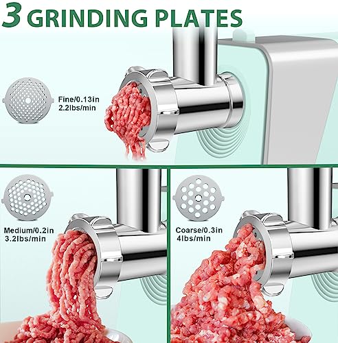Naitesen 2800W Meat Grinder Electric Sausage Maker Food Grinder Machine with Burger Press Maker 3 Grinding Plates Stainless Steel Sausage Stuffer Tube for Kitchen Home Use