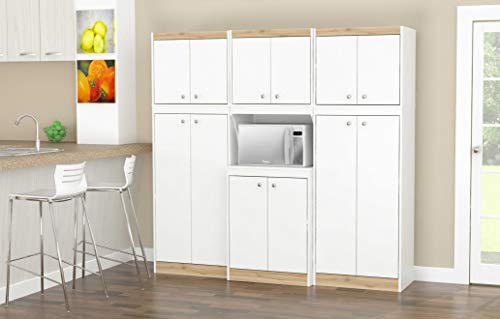 Inval Galley 3-Piece Kitchen Storage System, White and Vienes Oak
