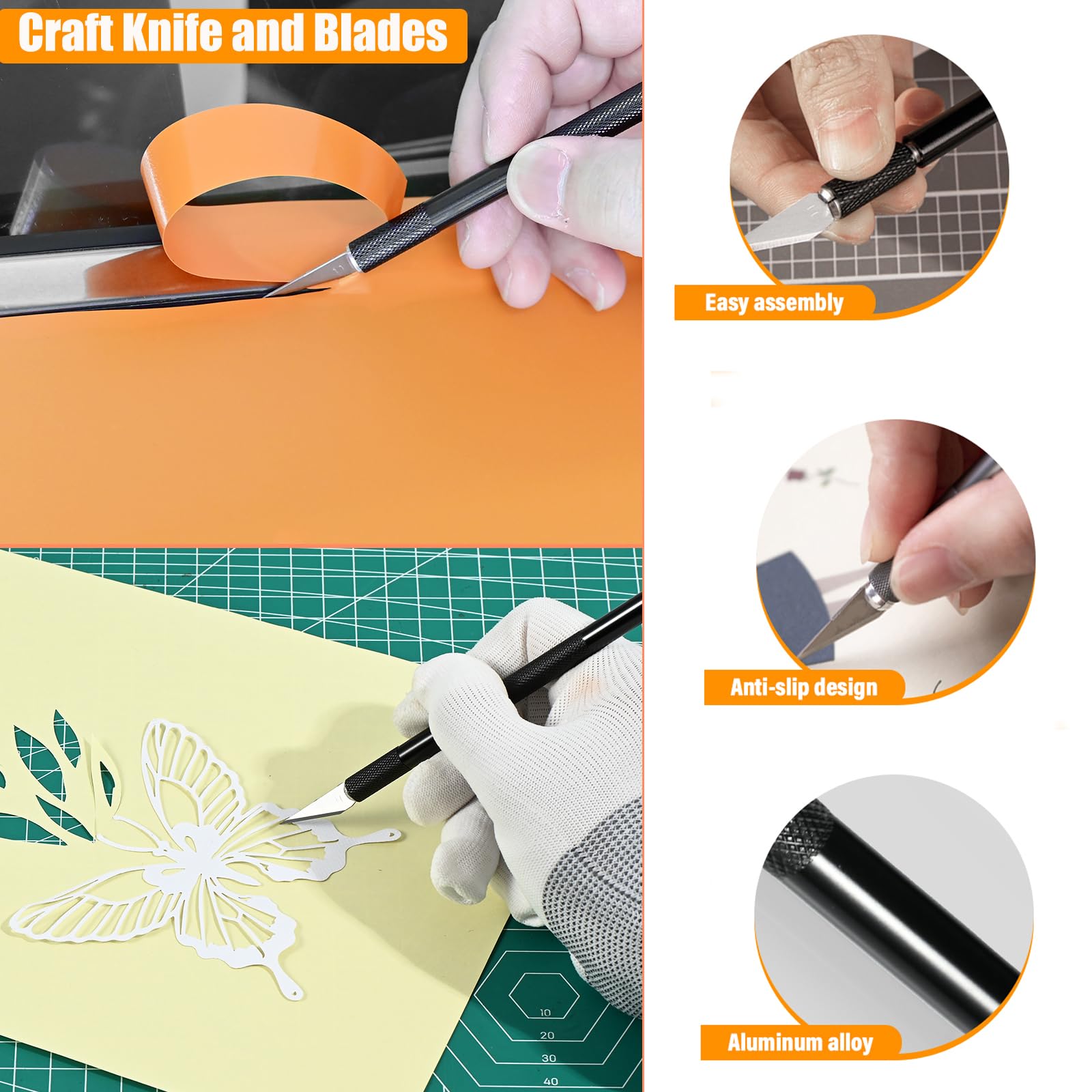 EHDIS Exacto Precision Hobby Knife Set Craft Knife Kit 9mm Utility Knife with Extra Blades Steel Ruler for Art, Working-Stencil, Scoring, Scrapbooking, Architecture Modeling, Crafting, Precision Knife