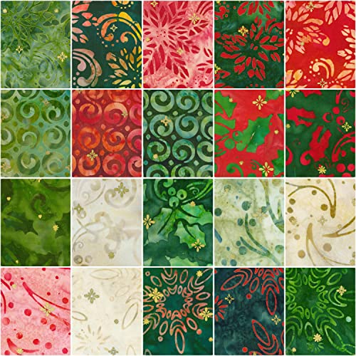 Lunn Studios Artisan Batiks Winter Sparkle Holiday 42 5-inch Squares Robert Kaufman CHS-1043-42