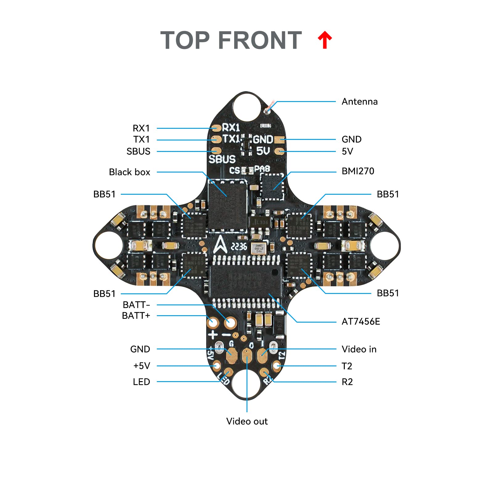BETAFPV F4 1S 5A AIO Brushless Flight Controller with Built-in SPI Frsky Receiver, 8MB BlackBox, BT2.0 Cable Connector for 65/75mm 1S Micro FPV Whoop Drones