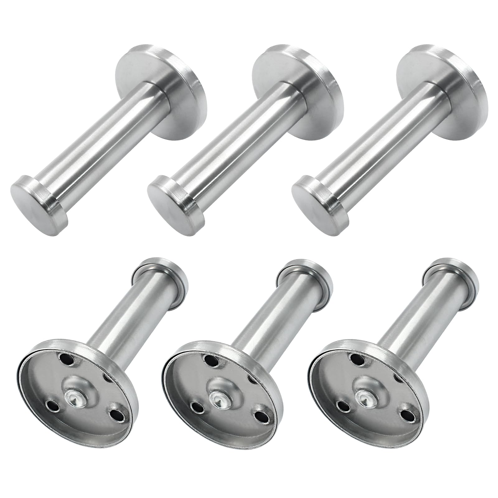 Hitefu 6 Pack Bathroom Towel Hooks - Sturdy Wall Mounted Robe Hook for Heavy Duty Clothes Hanger in Brushed Stainless Steel - Round Coat Hooks for Bathroom Bedroom Kitchen (2 Inch)
