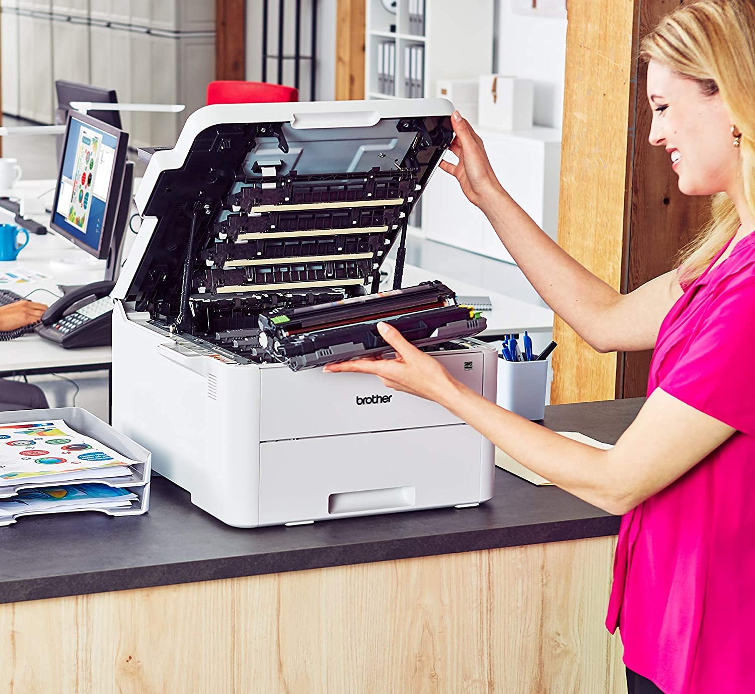 Brother Premium L-3270CDW Series Compact Digital Color Laser Printer I Mobile Printing I NFC I Auto 2-Sided Printing I 2.7" Color Touchscreen I 25 PPM I Up to 250-Sheet Tray Capacity