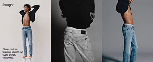 Calvin Klein Men Standard Straight Fit Jean, Boston Blue Black, 32W x 34L
