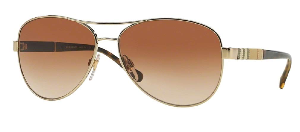 BURBERRY BE3080 114513 59M Light Gold/Brown Gradient Aviator Sunglasses For Women+ BUNDLE with Designer iWear Eyewear Kit