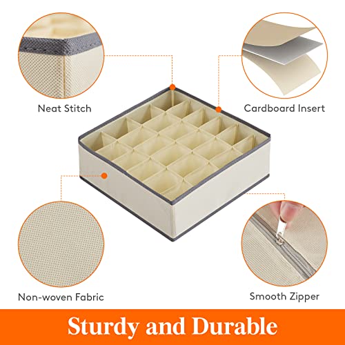Lifewit 6 PCS Drawer Underwear Organizers, Bundle with 2 Pack Sock Organizers, Beige