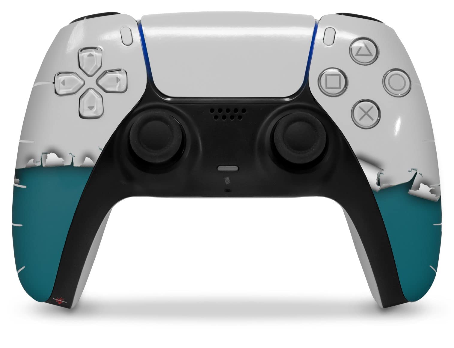 WraptorSkinz Skin Wrap compatible with Sony PS5 DualSense Controller Ripped Colors Gray Seafoam Green (CONTROLLER NOT INCLUDED)