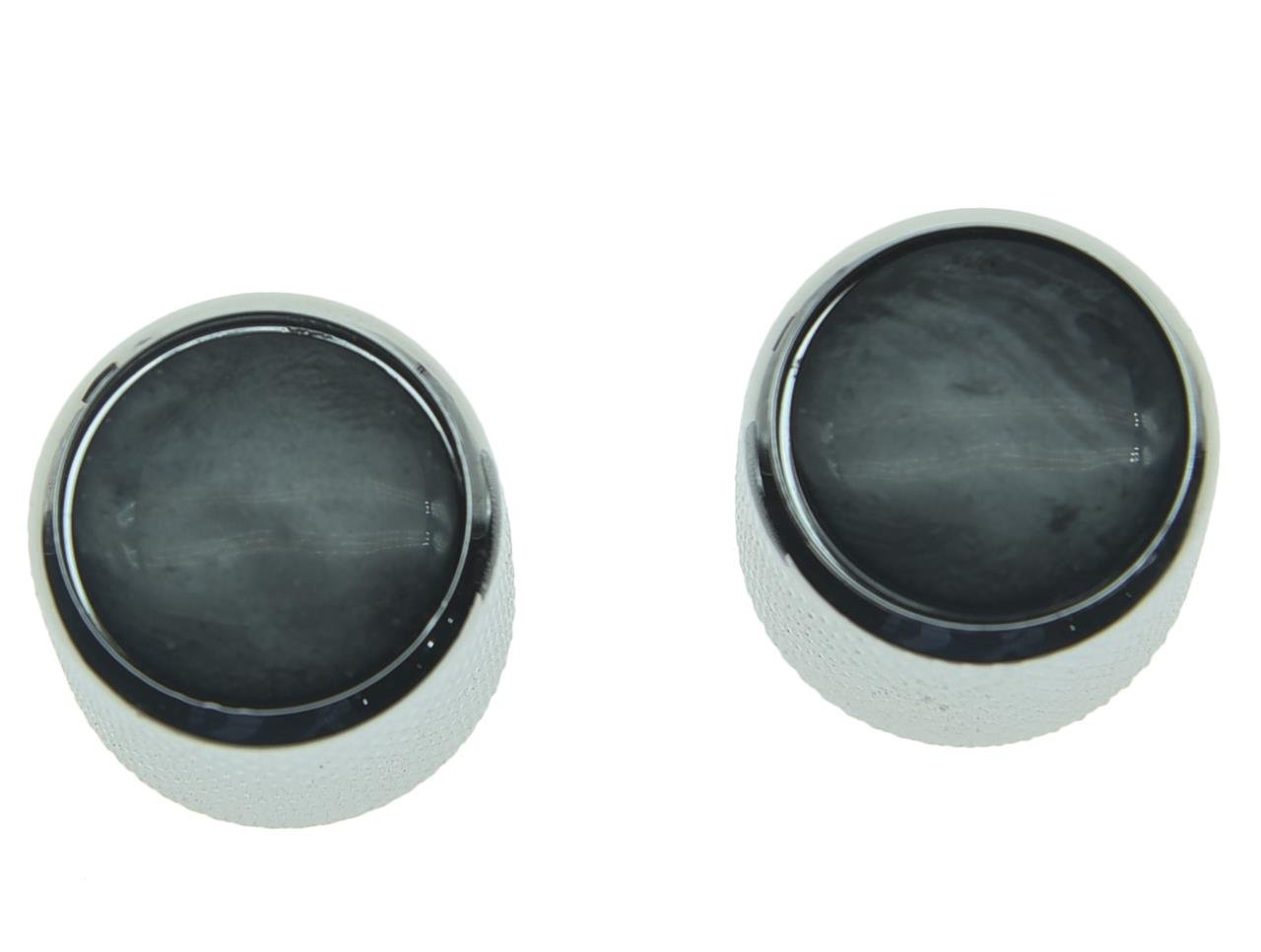 KAISH Set of 2 Black Pearl Top Guitar Dome Knobs with Set Screw for Tele Guitars Black Pearl Cap Bass Chrome Knobs