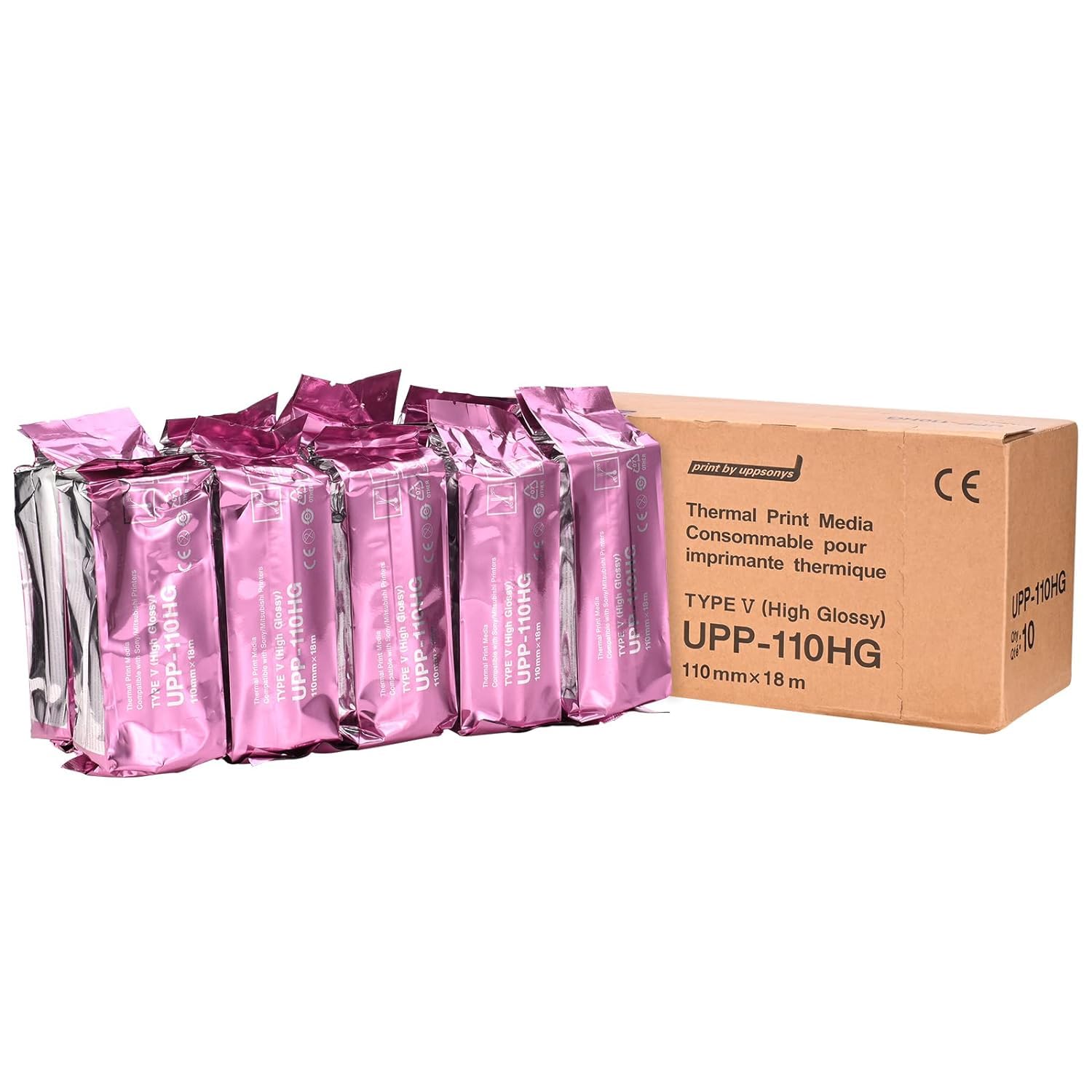 Compatible Upp110hg Ultrasound Paper for Printer,Upp-110hg Type V High Gloss Thermal Print Film/Media 10 Rolls