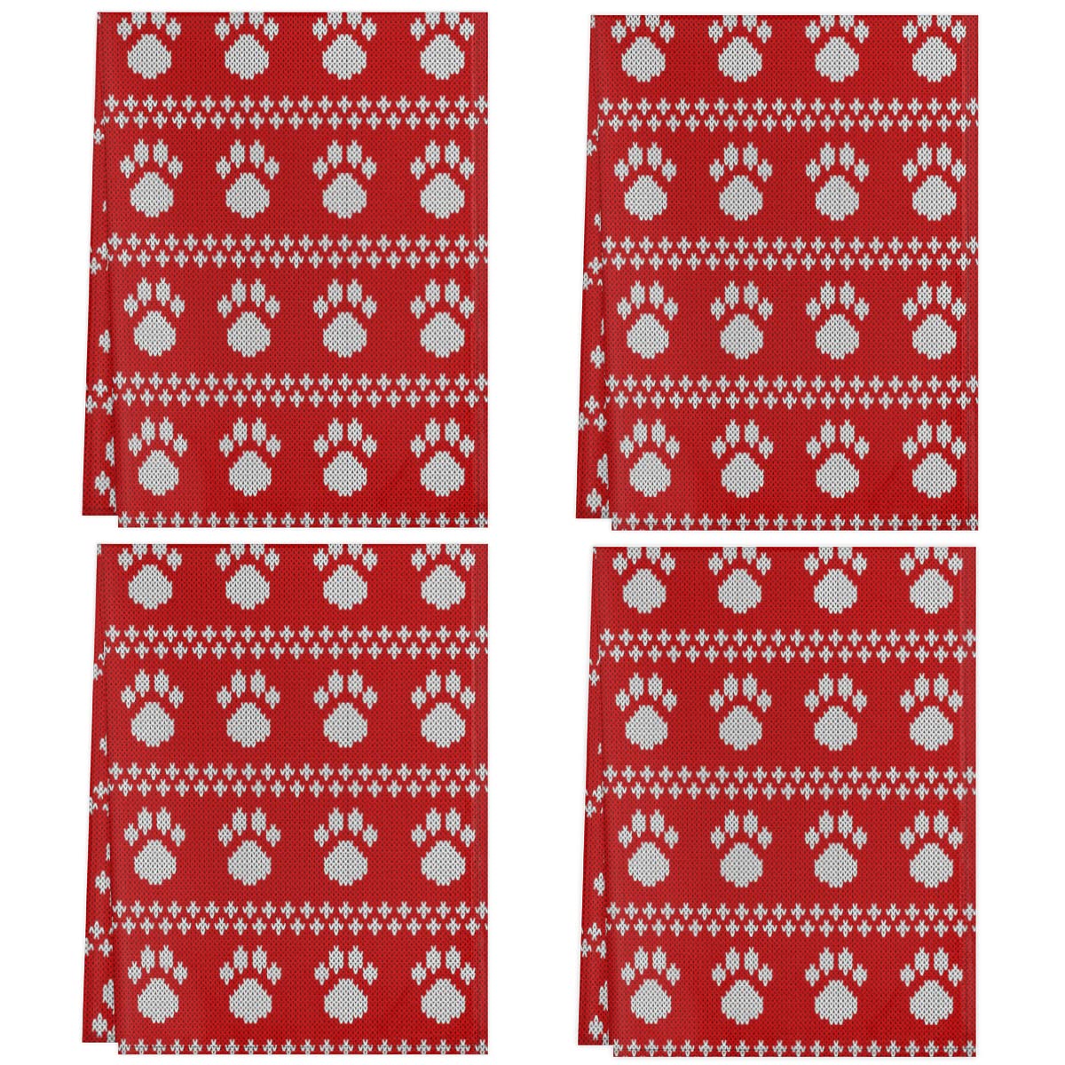 Christmas Pattern Red Paw Print Kitchen Towels and Dishcloths Set of 4-17.7" x 28.3" Absorbent Dish Towels with Hanging Loop Hand Towel for Farmhouse Bar Towels & Tea Towels
