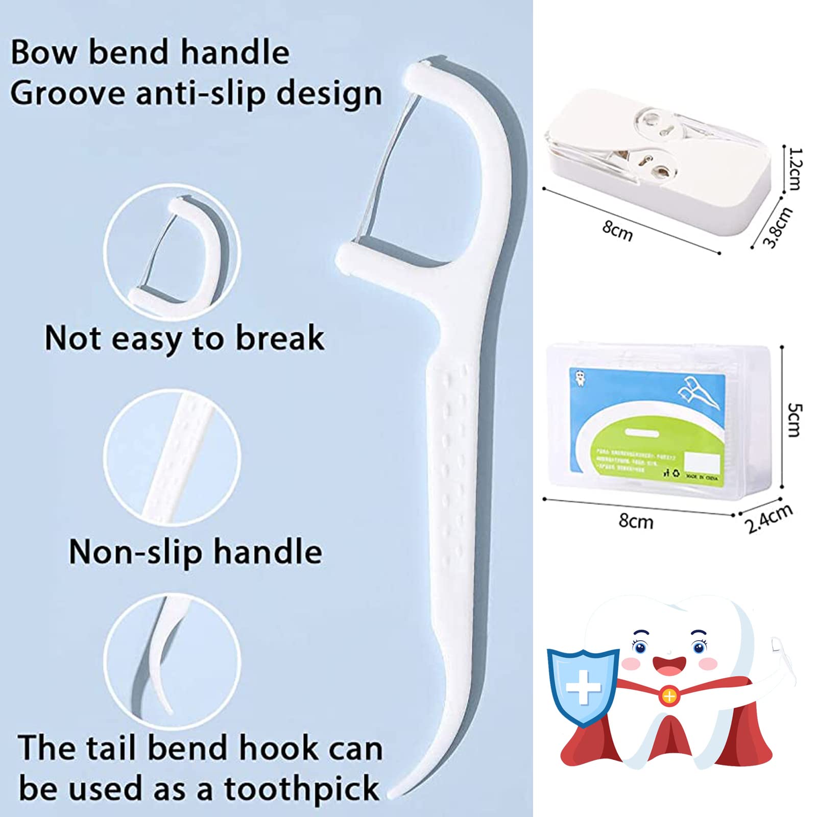 Dental Floss Portable Case Dental Floss Dispenser Dental Floss Picks Cases Automatic Floss Organizer Travel Floss for Women Men Teeth Cleaning (Black+White)