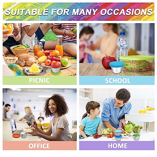 Frenflu Salad Dressing Container To Go, 6 X1.6oz Salad Container For Lunch, Stainless Steel Condiment Containers With Lids, Reusable Salad Dressing Container