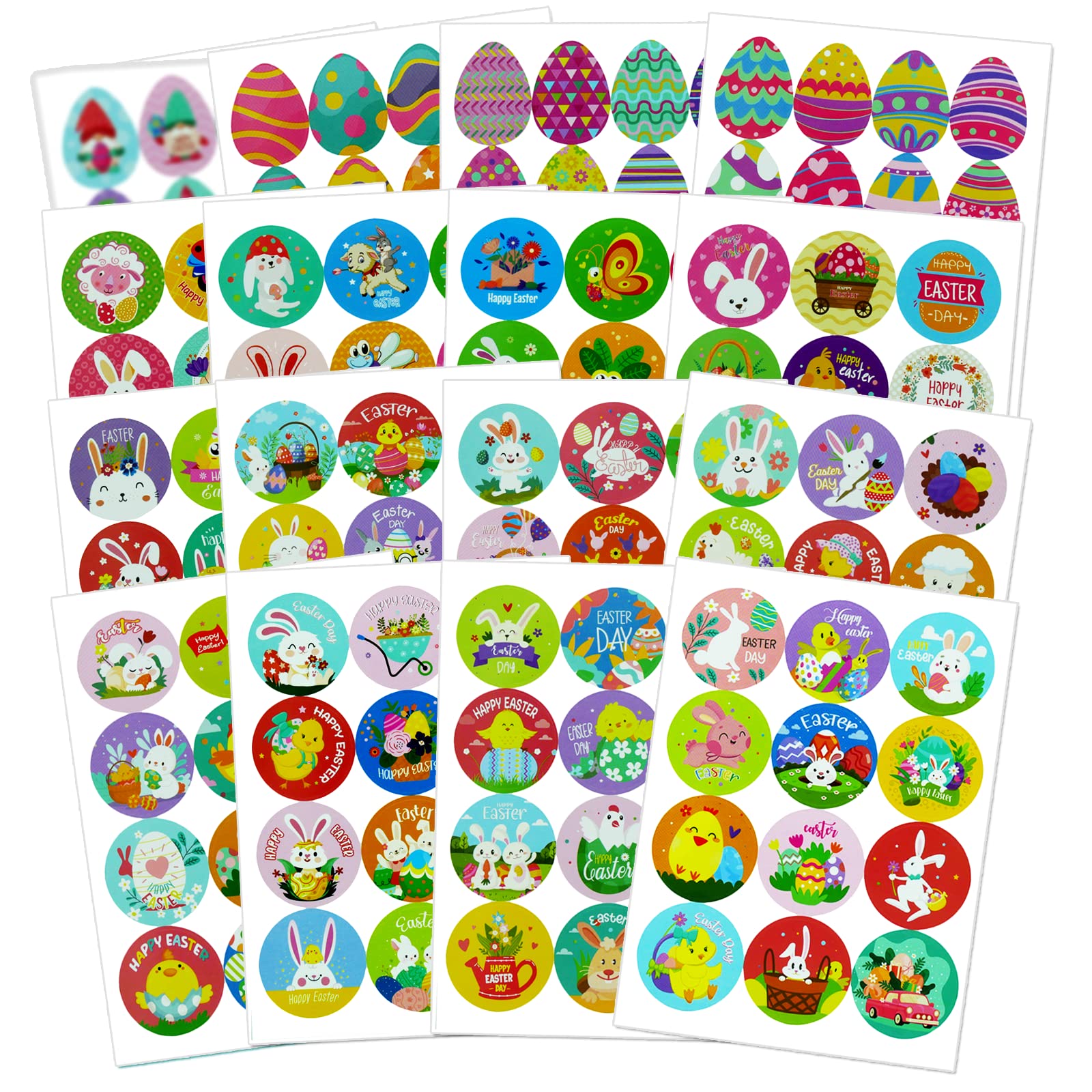 Easter Stickers for Kids 16 Sheets Easter Day Assorted Designs Animal Stickers Easter Art Craft Easter Gift Party Favors for Boys and Girls