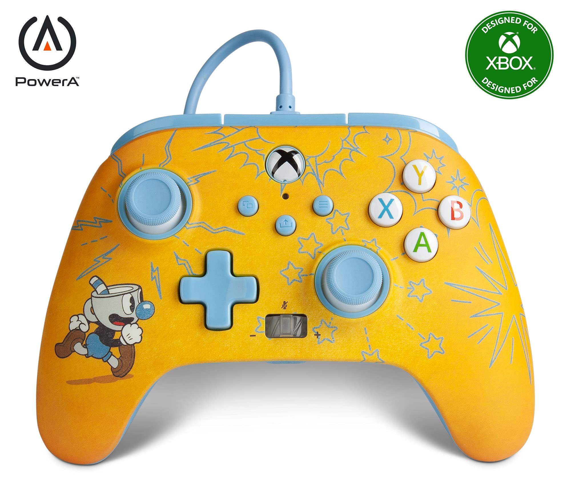 PowerA Enhanced Wired Controller for Xbox Series X|S - Cuphead: Mugman, Gamepad, Wired Video Game Controller, Gaming Controller, Xbox Series X|S - Xbox Series X